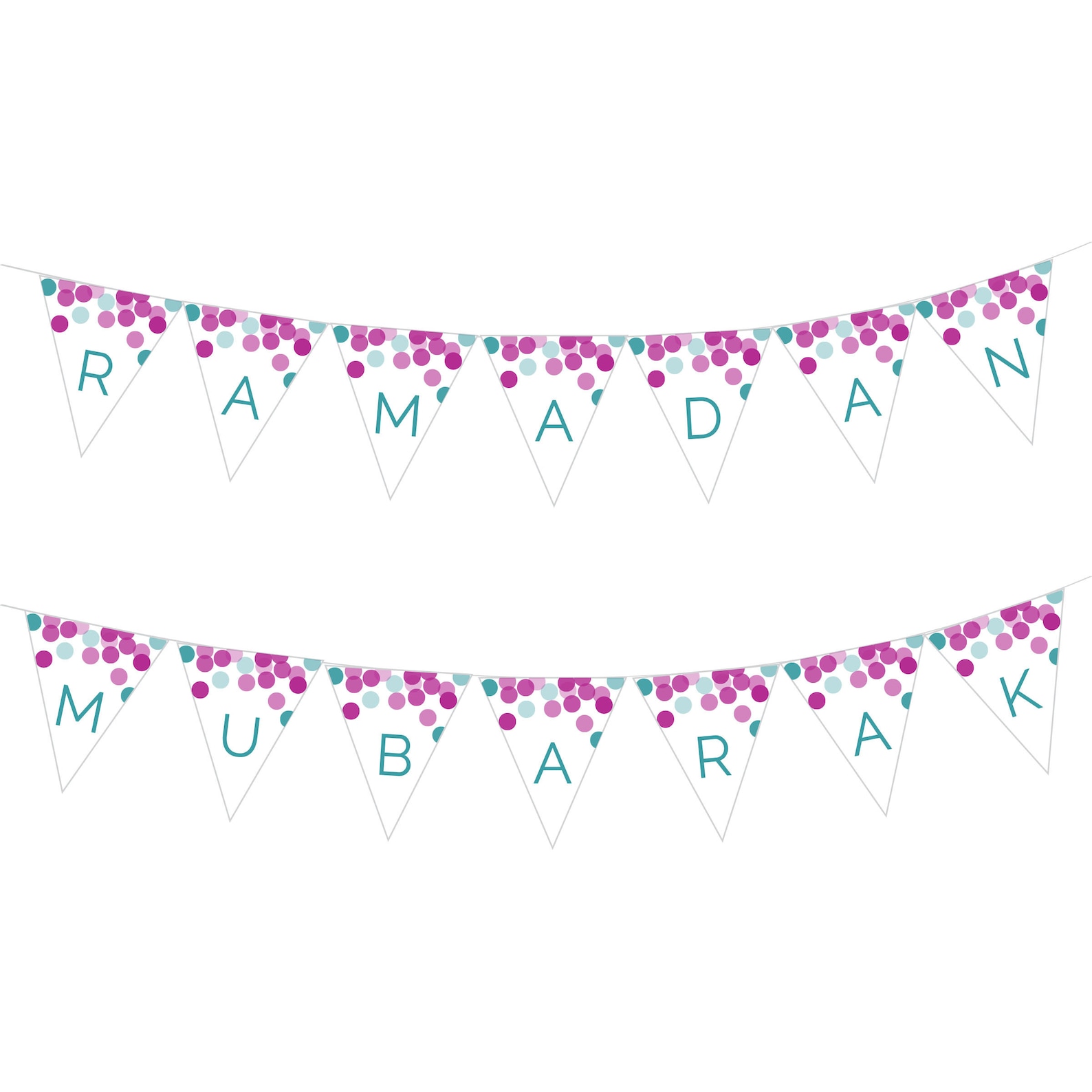 Ramadan Mubarak AND Eid Mubarak Banner, Garland, Printable, DIY, Polka ...