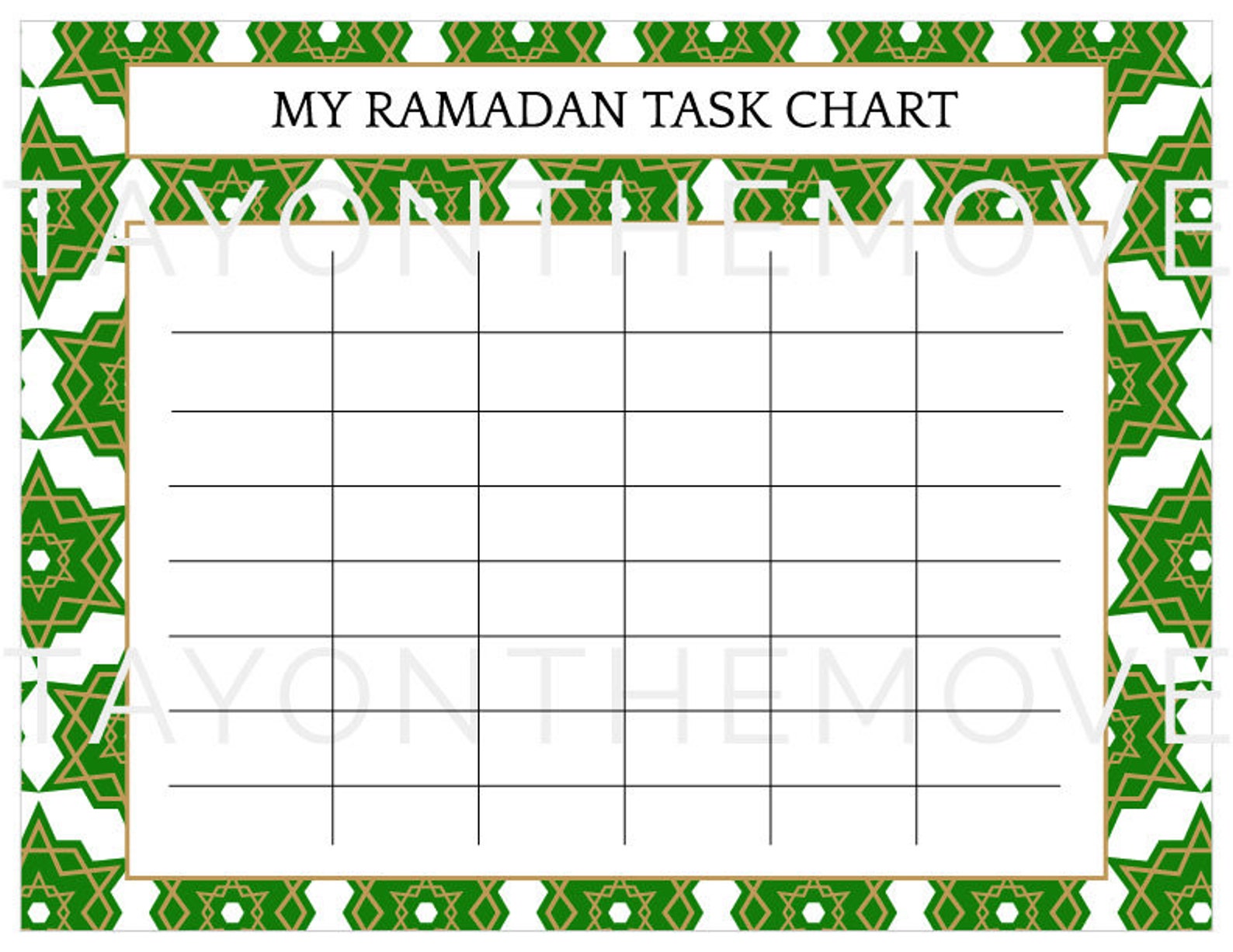 Ramadan Task Chart for Kids Printable - Etsy