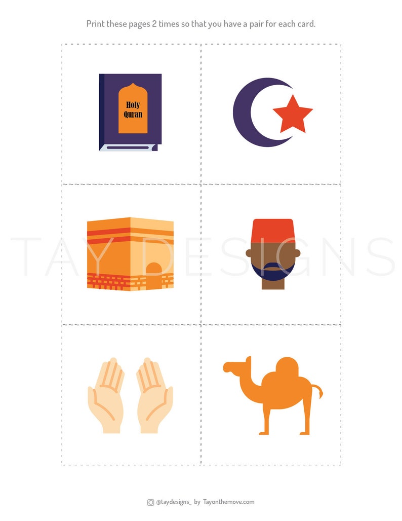 Islamic, Matching Cards Activity for Muslim Kids, Ramadan - Etsy