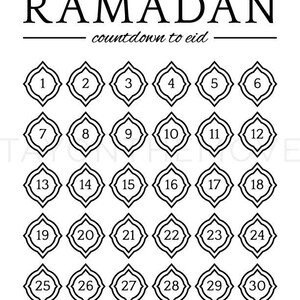 Ramadan Countdown to Eid Chart Printable - Etsy