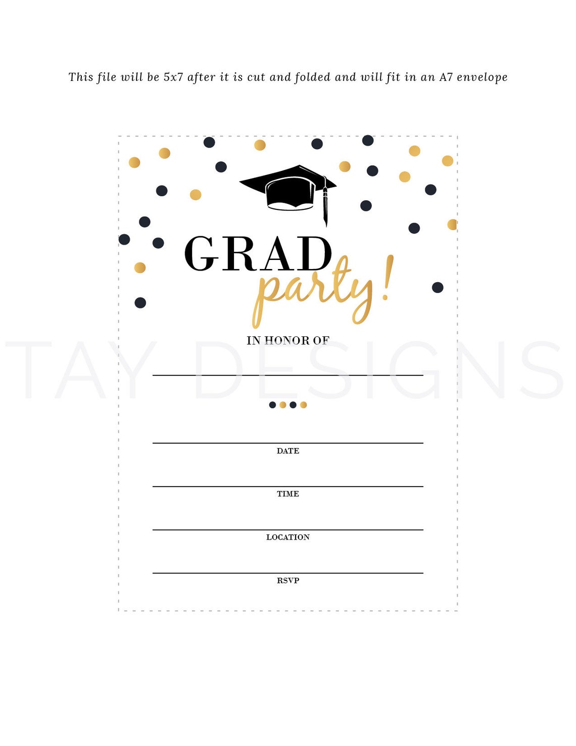 Grad Party Fill-in Invitation Card Fillable Graduation - Etsy