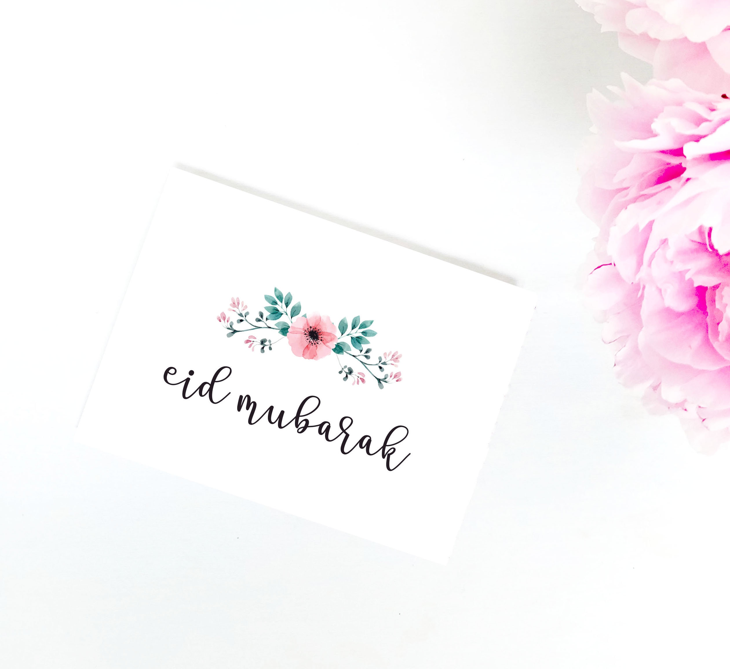 Three Eid Mubarak Cards, Floral, Printable, Islamic Art, Eid Stationery ...