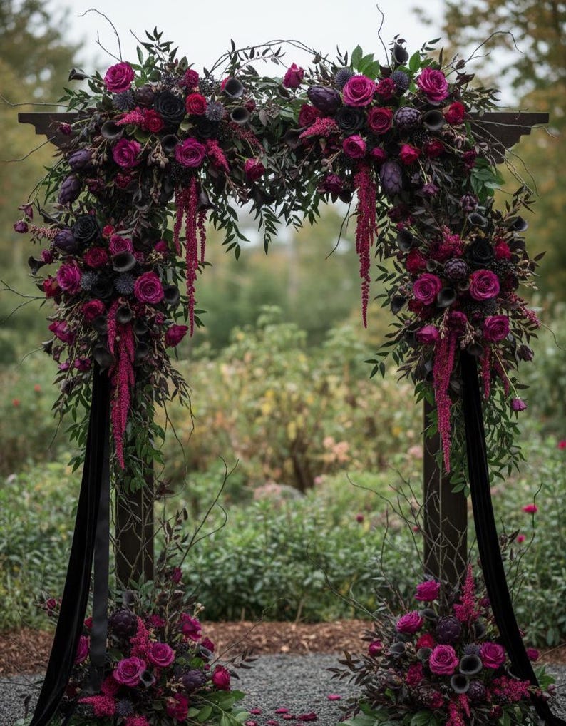 Black Fuchsia Wedding Archway Black Fuchsia Halloween Gothic Wedding ...