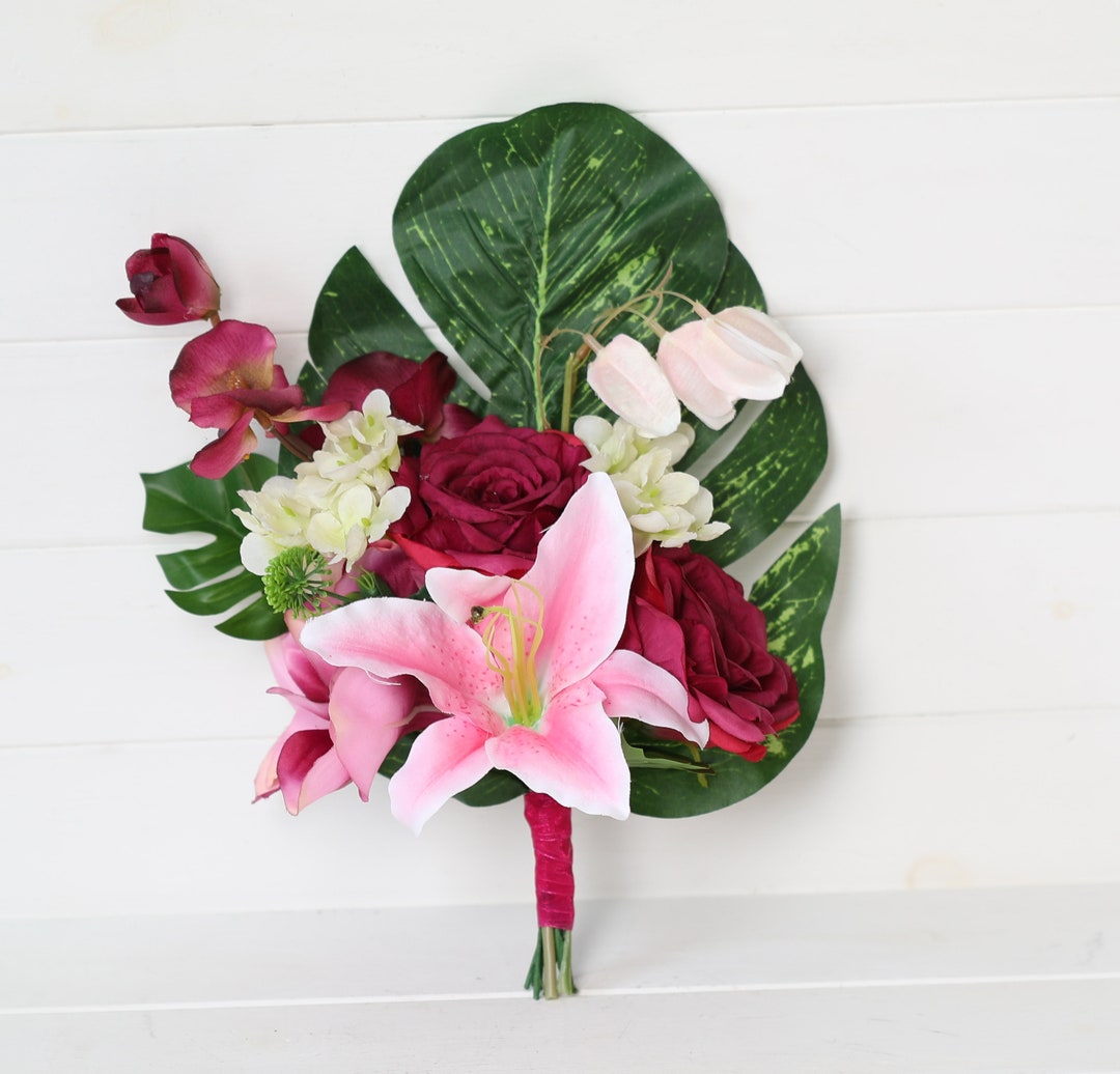 Hot Pink Wedding Bouquet Fuchsia Bridal Bouquet Hot Pink Hawaii Summer ...