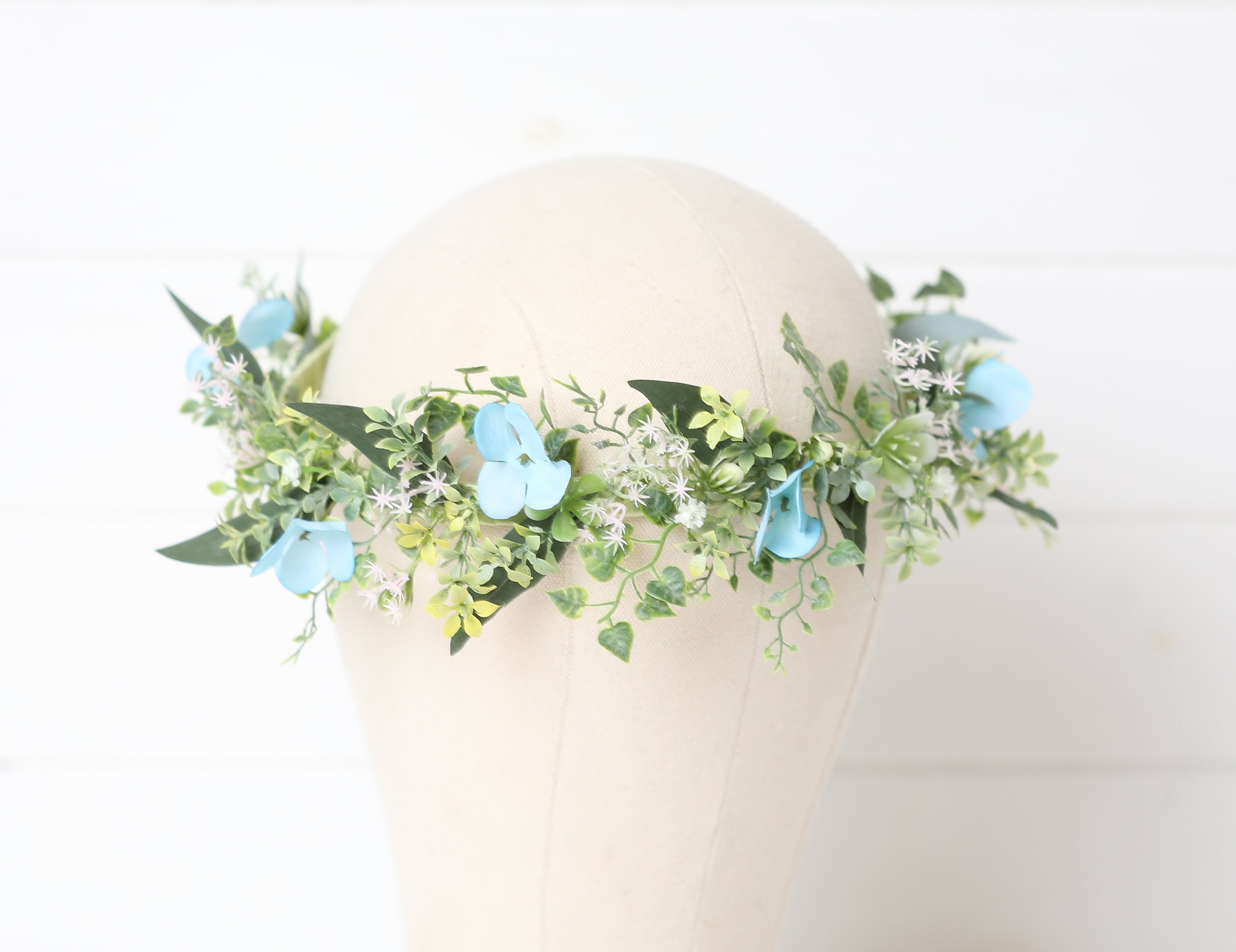Greenery Light Blue Flower Crown, Greenery Leaf Crown, Greenery Halo ...