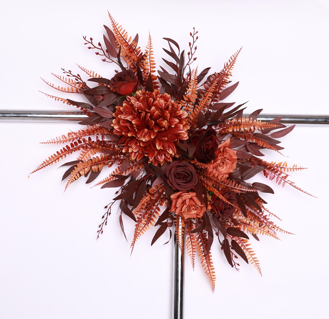 Rust Terracotta Burnt Orange Flowers Archway Fall Wedding Flower Arch ...