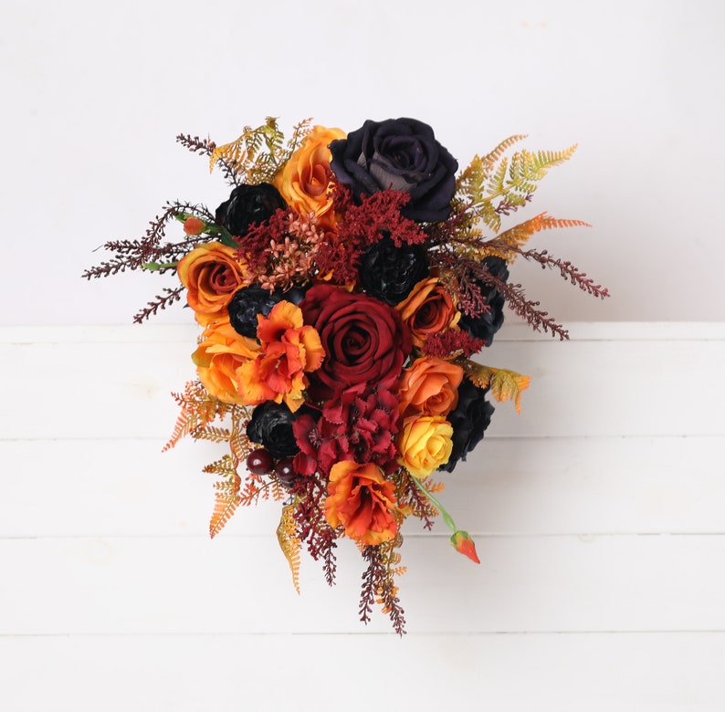 Black Rust Orange Gothic Wedding Bouquet Black Terracotta - Etsy