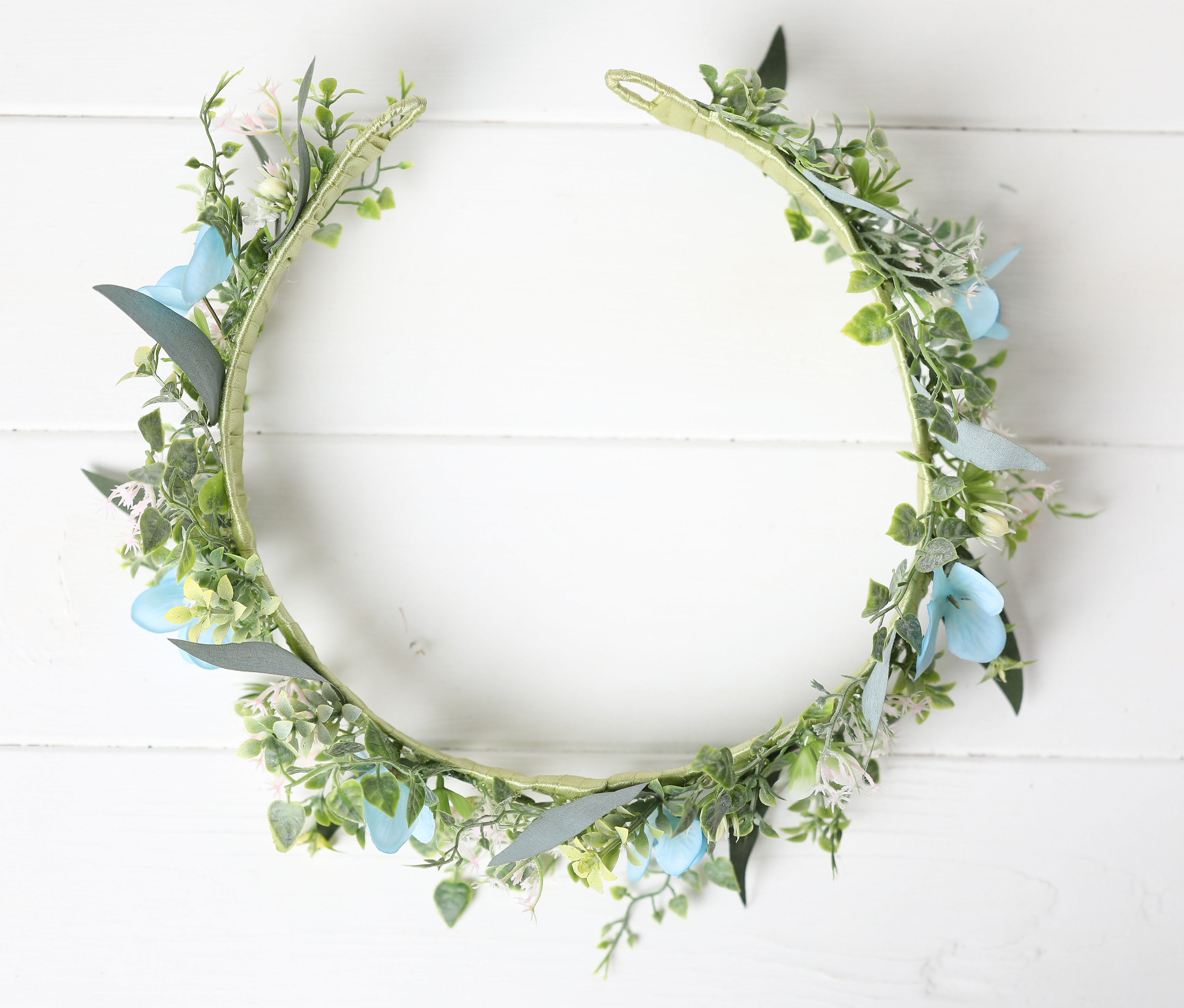 Greenery Light Blue Flower Crown, Greenery Leaf Crown, Greenery Halo ...