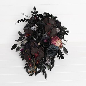 Black Orchids Dark Purple Wedding Bouquet, Goth Black Deep Plum ...