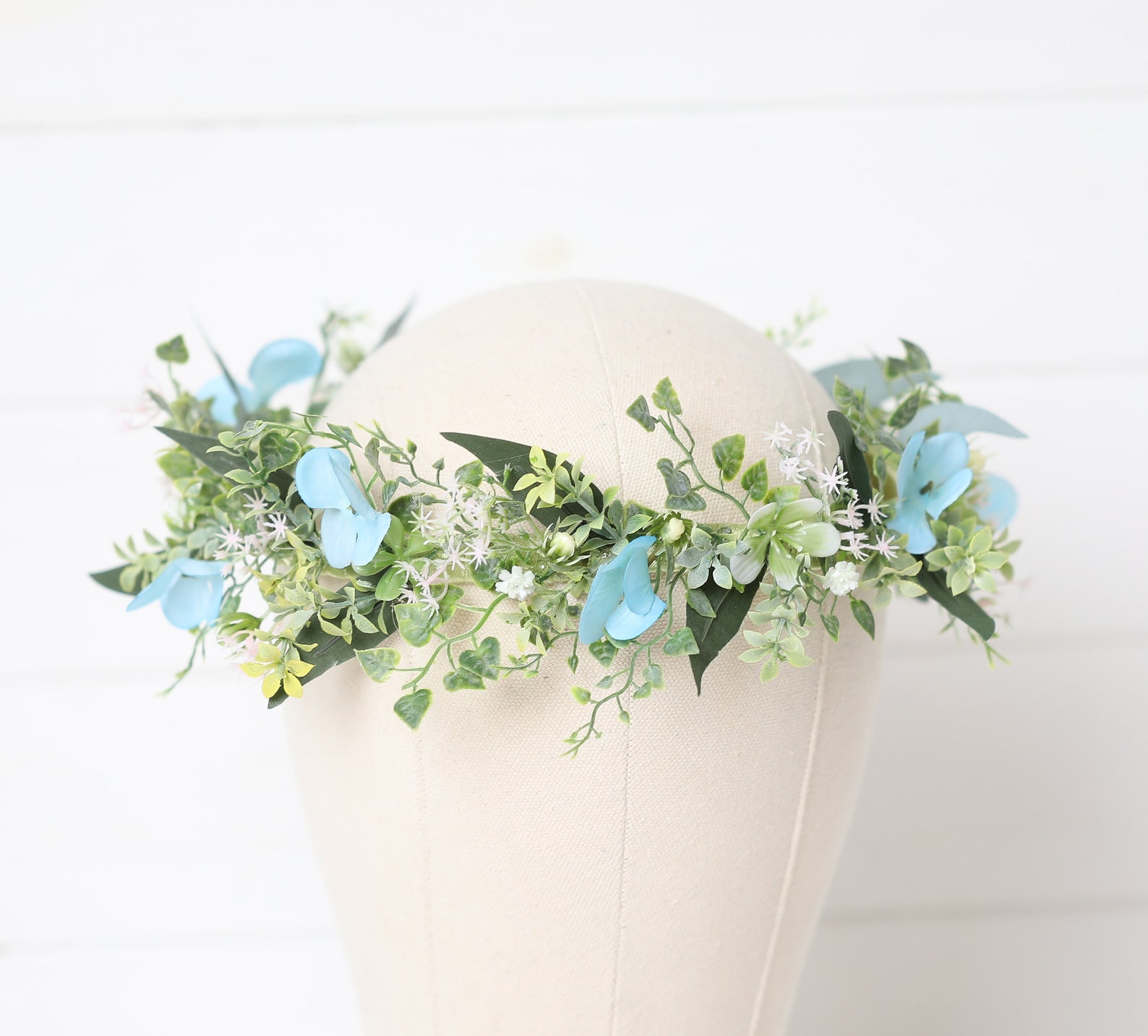 Greenery Light Blue Flower Crown, Greenery Leaf Crown, Greenery Halo ...