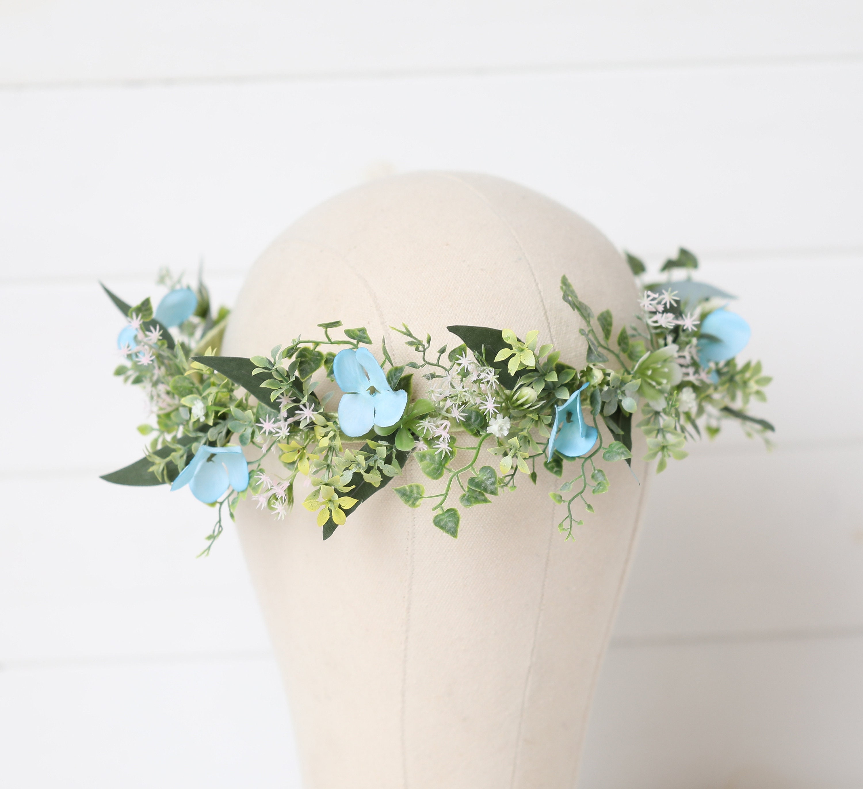 Greenery Light Blue Flower Crown, Greenery Leaf Crown, Greenery Halo ...