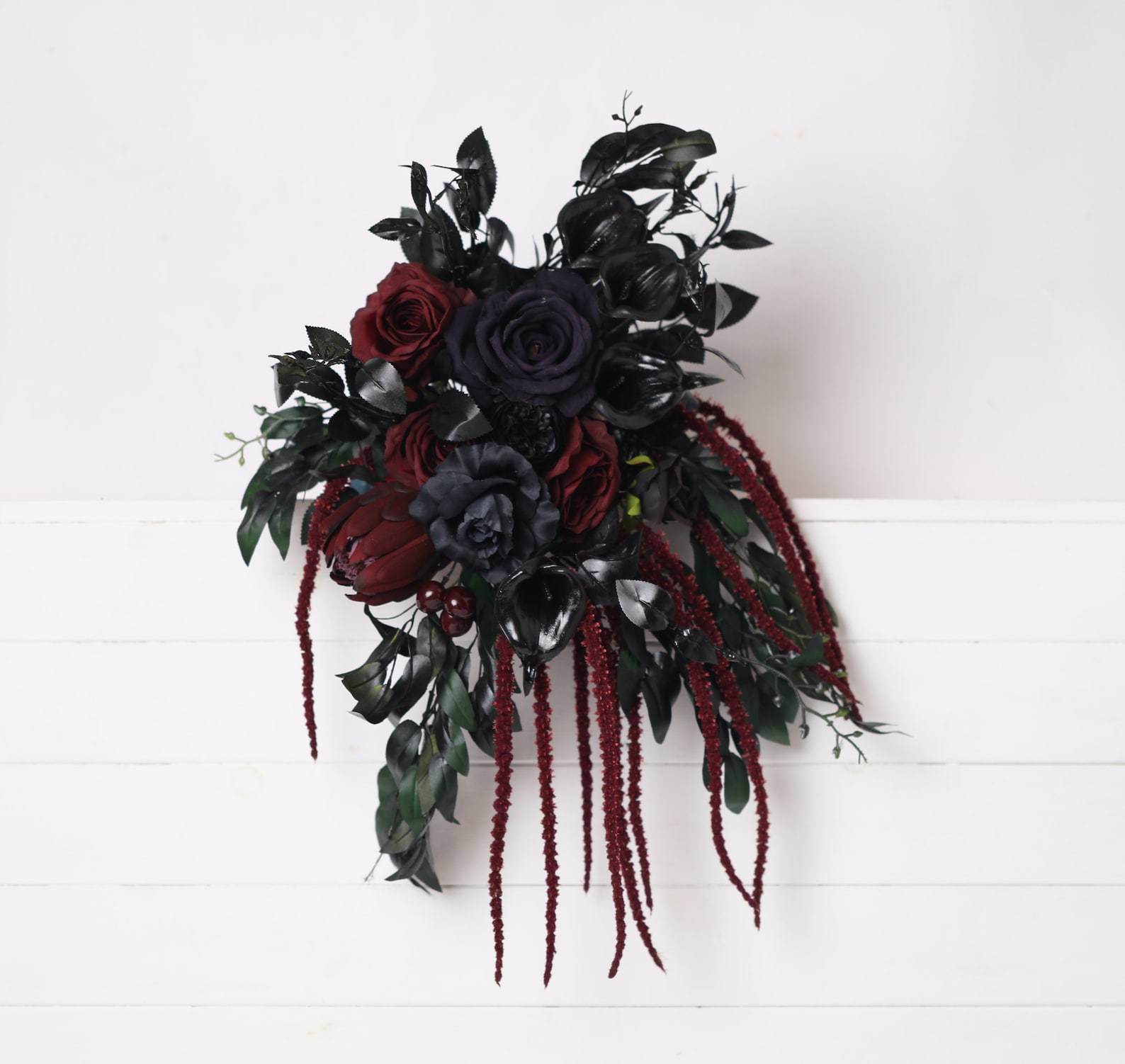 Black Burgundy Wedding Bouquet Gothic Wedding Bouquet With - Etsy