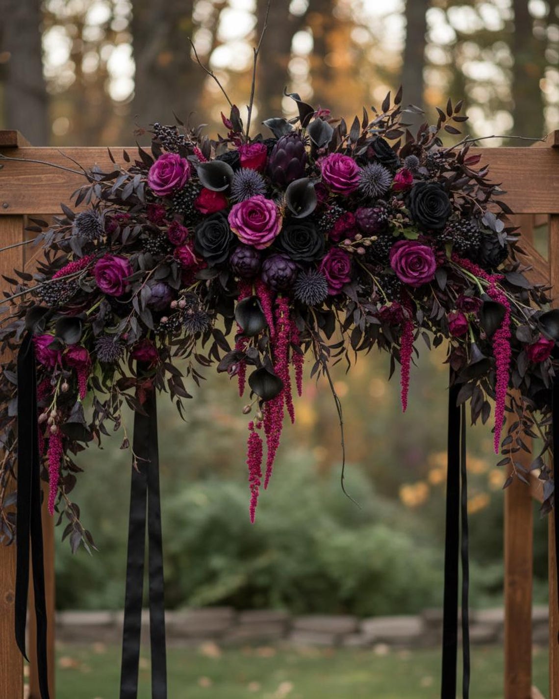 Black Fuchsia Wedding Archway Black Fuchsia Halloween Gothic Wedding ...