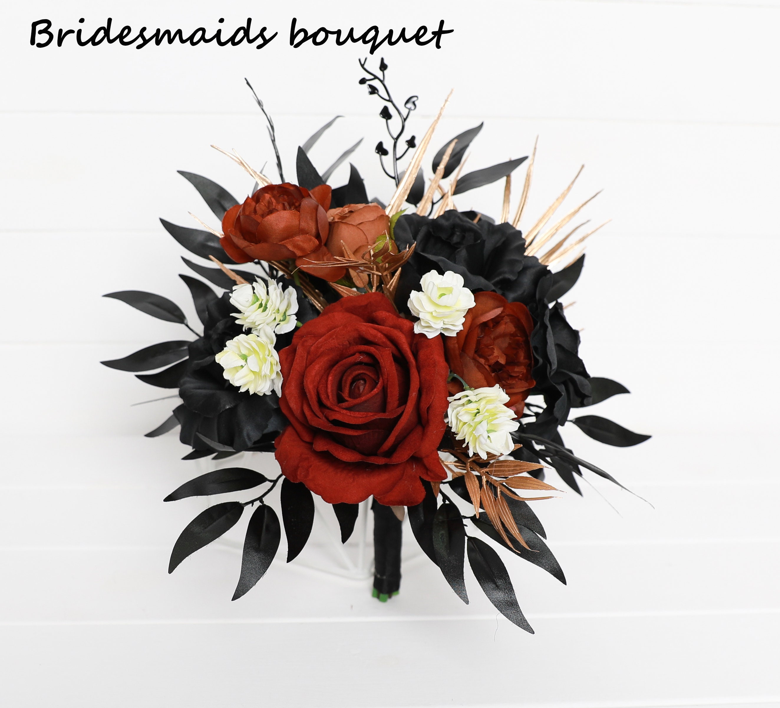 Black Rust Gold Wedding Bouquet Black Rust Gold Terracotta Bouquet Goth ...
