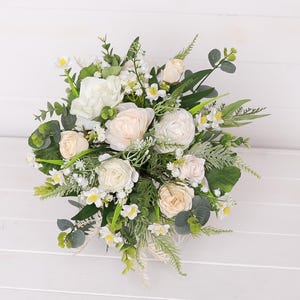Rustic Ivory Cream Roses Wedding Bouquet Cream Roses Green Eucalyptus ...