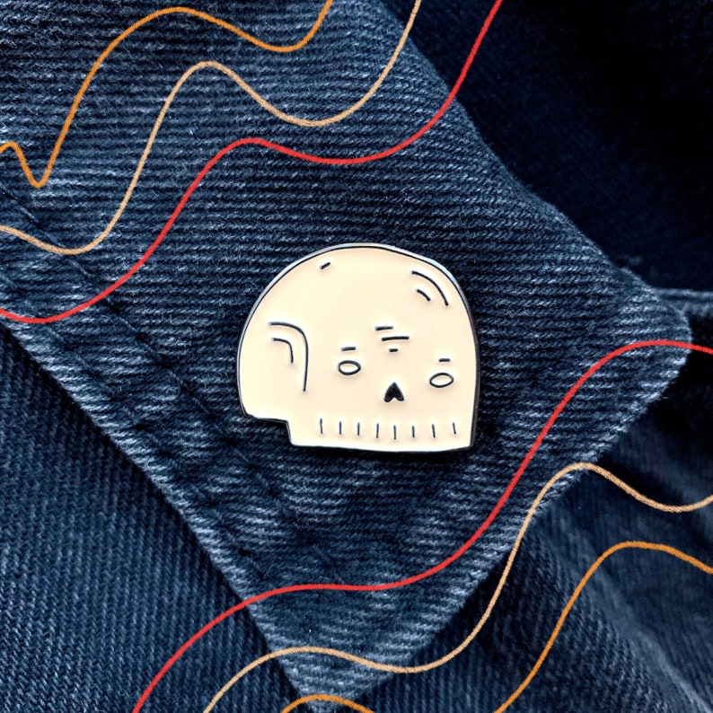 Chill Skull Enamel Pin - Etsy