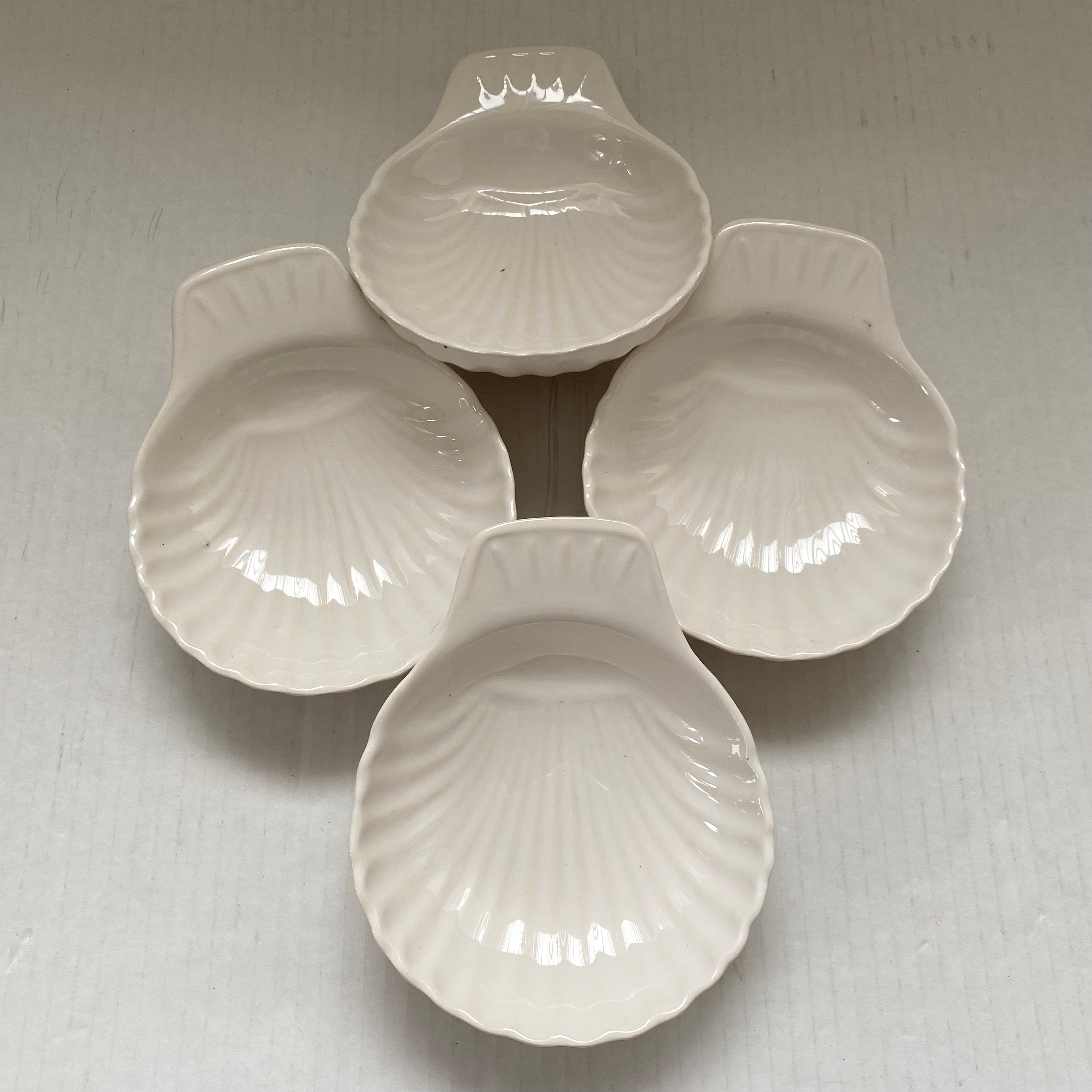 White Ceramic Shell Shaped Dishes-set of 4 Seafood Serving China ...