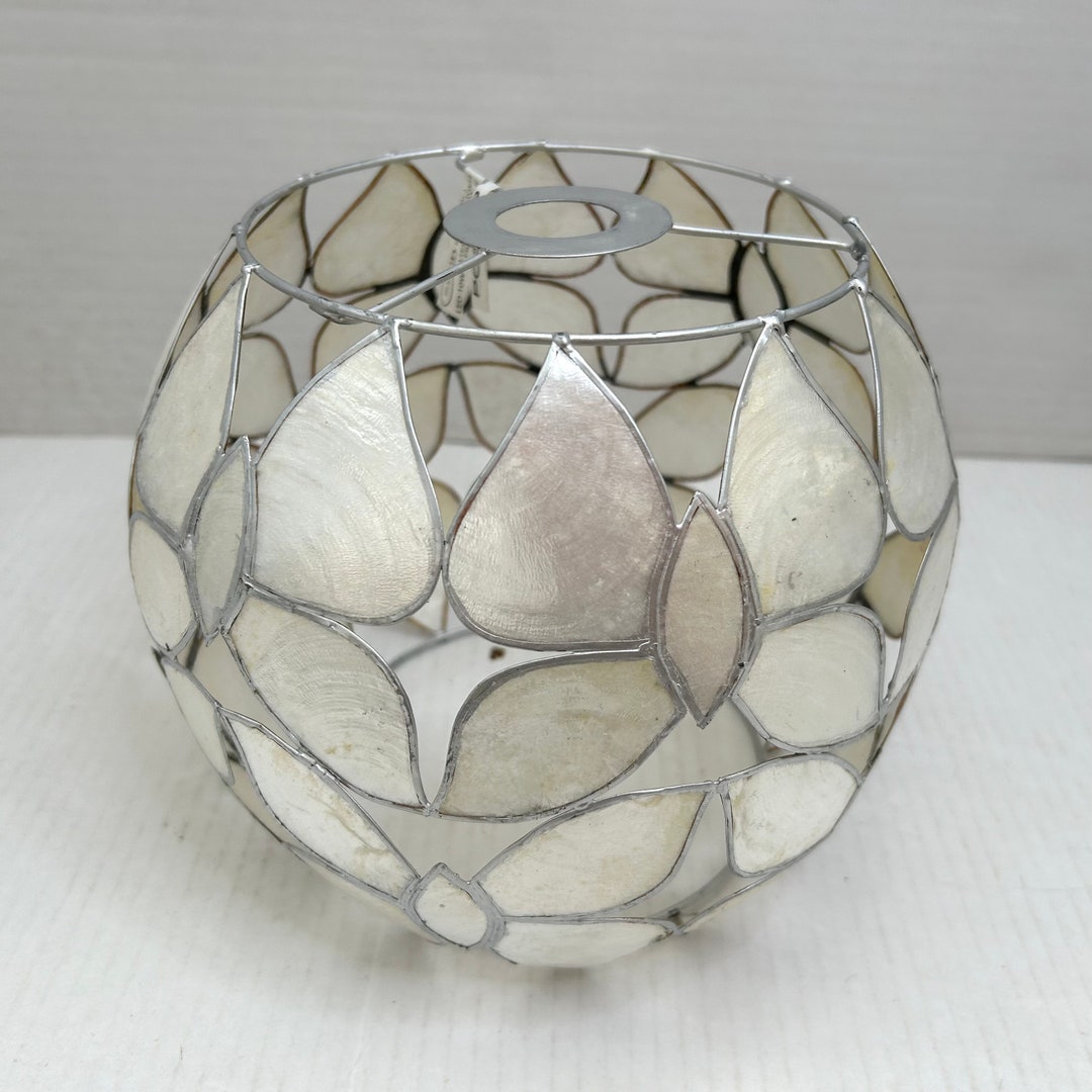 Vintage Capiz Shell Pendant Ball Light Shade-butterfly Shaped Tiles ...