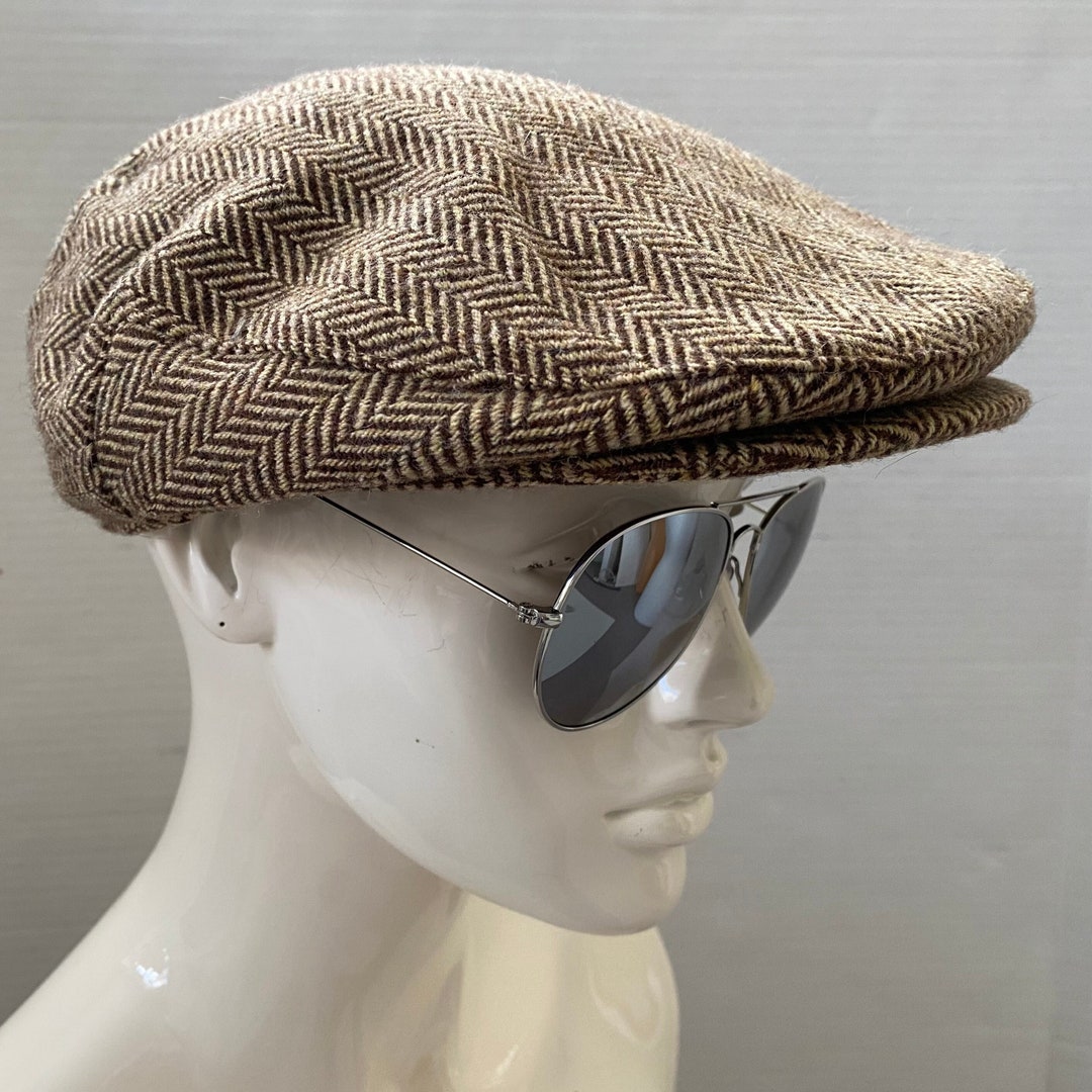 Herringbone Wool Flat Cap Vintage Country Style Hat hackett London made ...