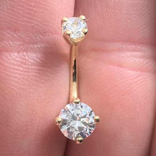 14k Solid White Gold Navel Belly Button Ring.internally - Etsy