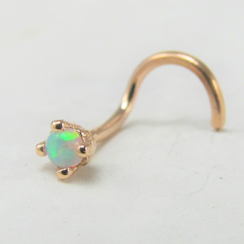 14kt Solid Gold White Opal Nose Ring Stud..20g...1.5mm Opal - Etsy