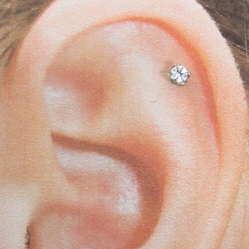 14k Solid White Gold Forward Helix Piercing Prung Set 2.5mm Cz - Etsy