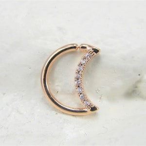 Rose Gold Plated Moon Cz's Daith Piercing Bendable Ring..18g Or..16g ...