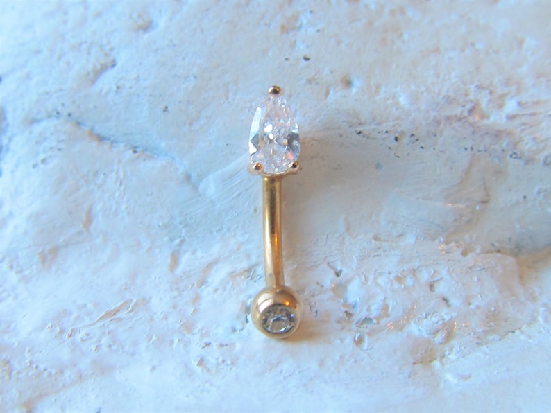 Rose Gold Rook Piercing Double Jeweled Tear Drop Curved | Etsy