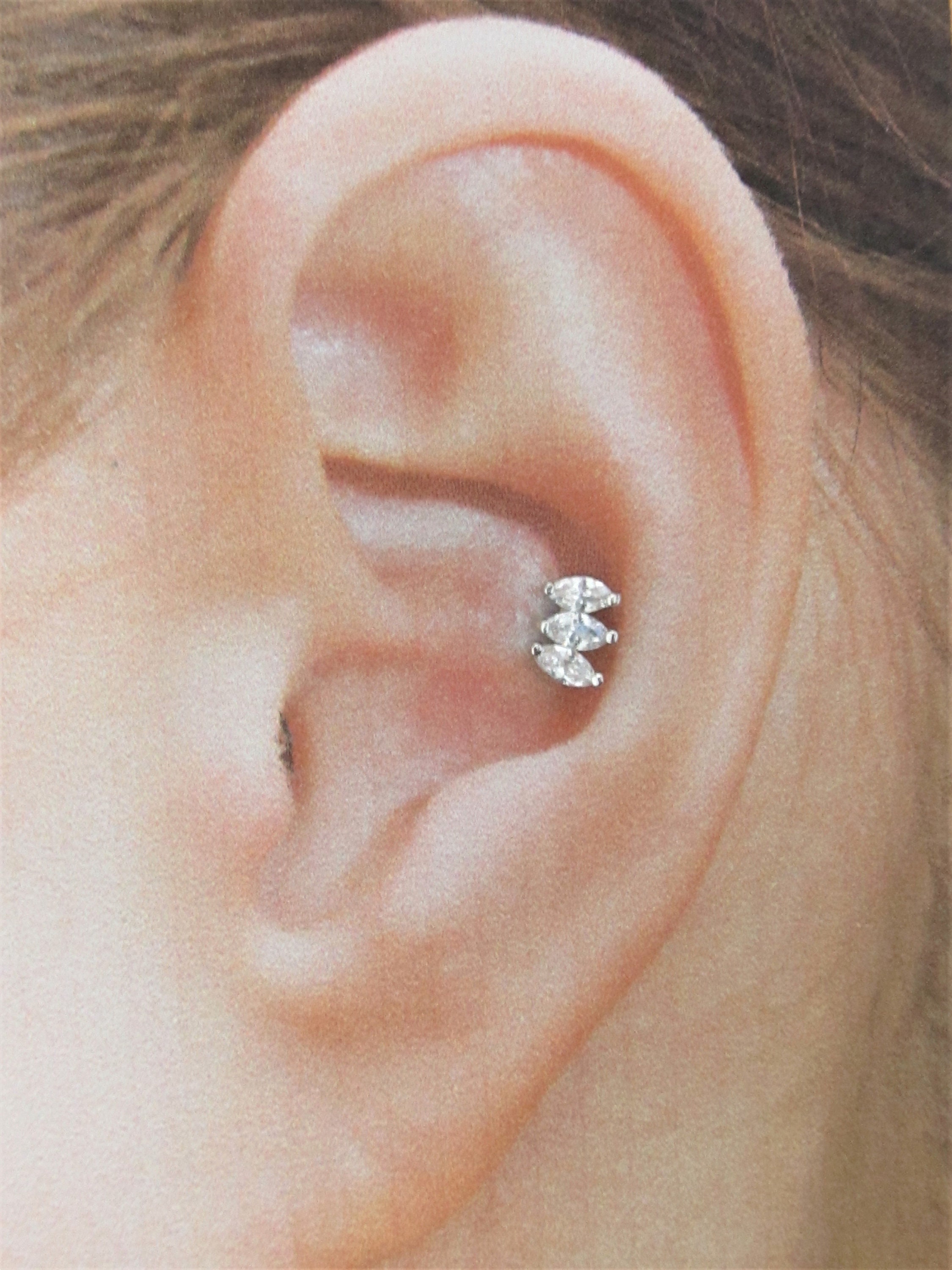 Conch Piercingsnug Piercing Triple Marquise Labret - Etsy