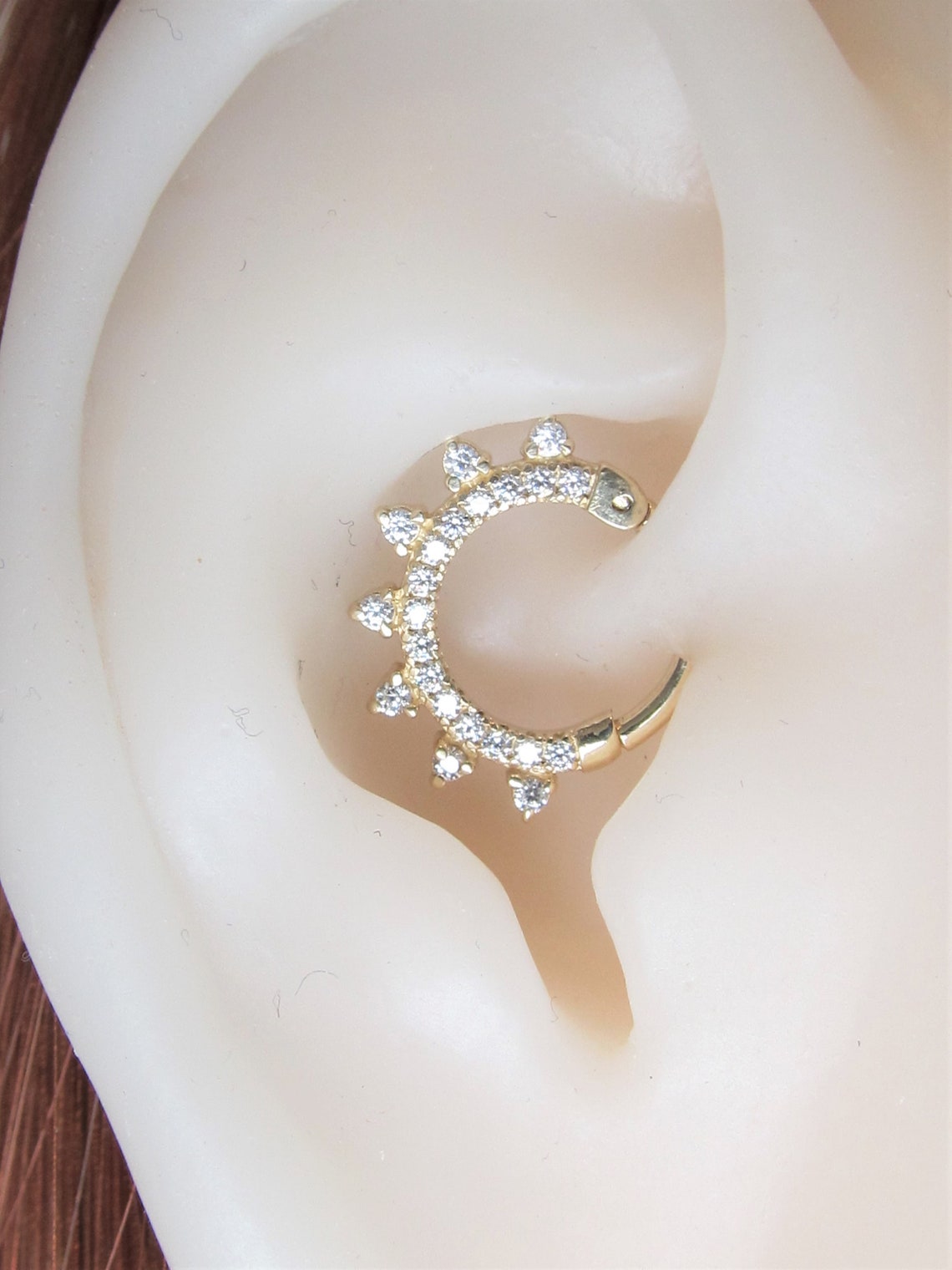 14k Solid Gold Daith Piercingseptumeternity Multistone | Etsy