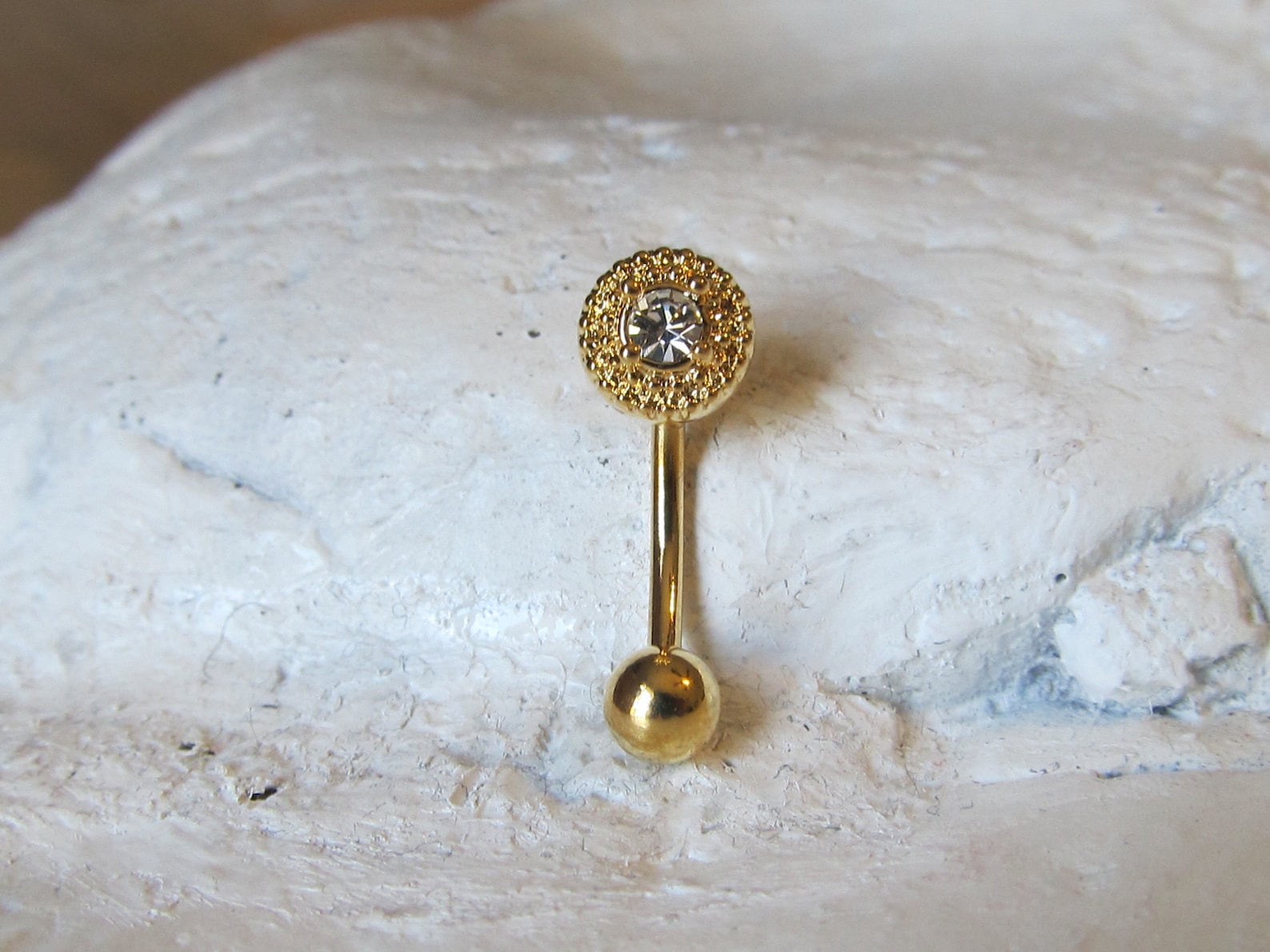 Golden Rook Piercing Round Cz Surgical Steel Curved - Etsy