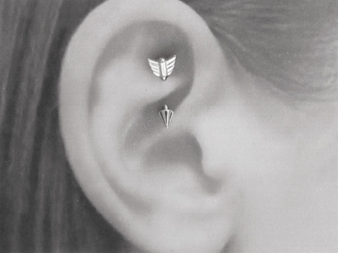 Rook Piercing Arrow Curved Barbell..16g..8mm - Etsy