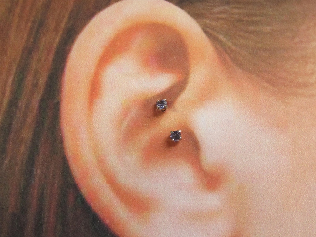 Purple Cz's Daith Piercing Curved Barbell.internally Threaded..16g..8mm ...