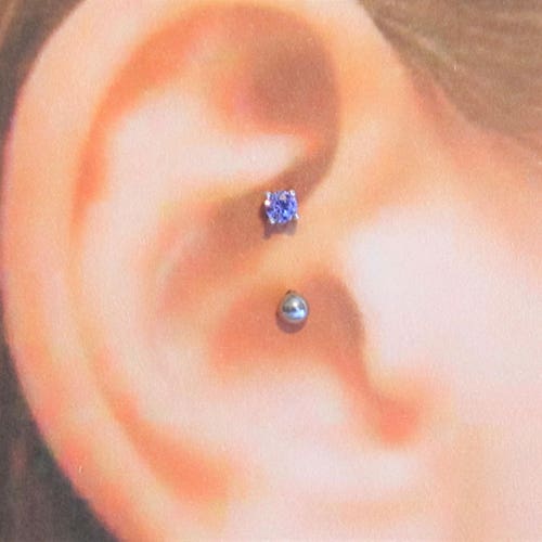 Daith Piercing Prung Set Oval Cz Curved Barbell..16g..8mm..3mm - Etsy