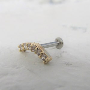 Gold Plated Forward Helix 6 Cz Surgical Steel Labret,internally ...