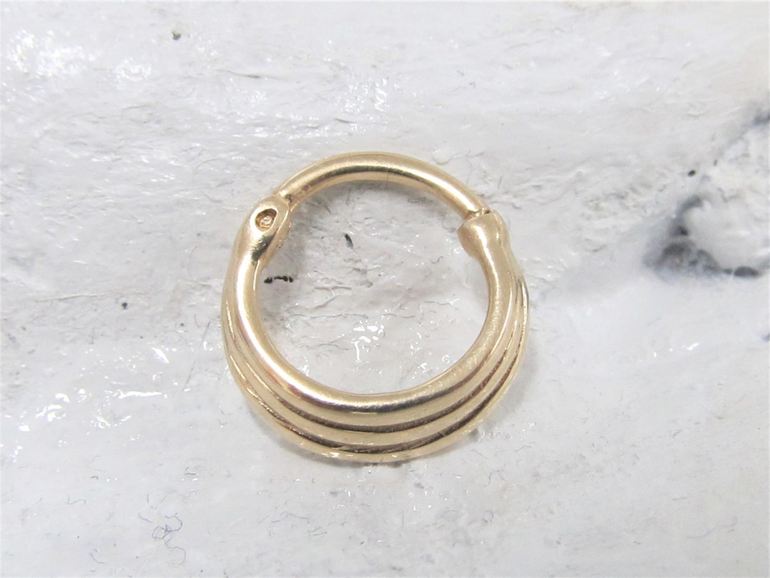 14k Solid Gold Septum Clicker ,triple Row..16g..8mm - Etsy