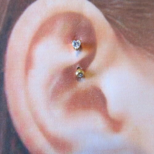 Golden Rook Piercing 3mm Heart 16g Curved Barbell..8mm | Etsy