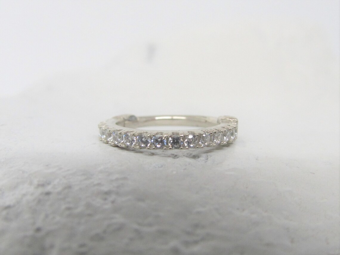 14k Solid White Gold Conch Piercing Eternity Clicker Ring..16g..10mm or ...
