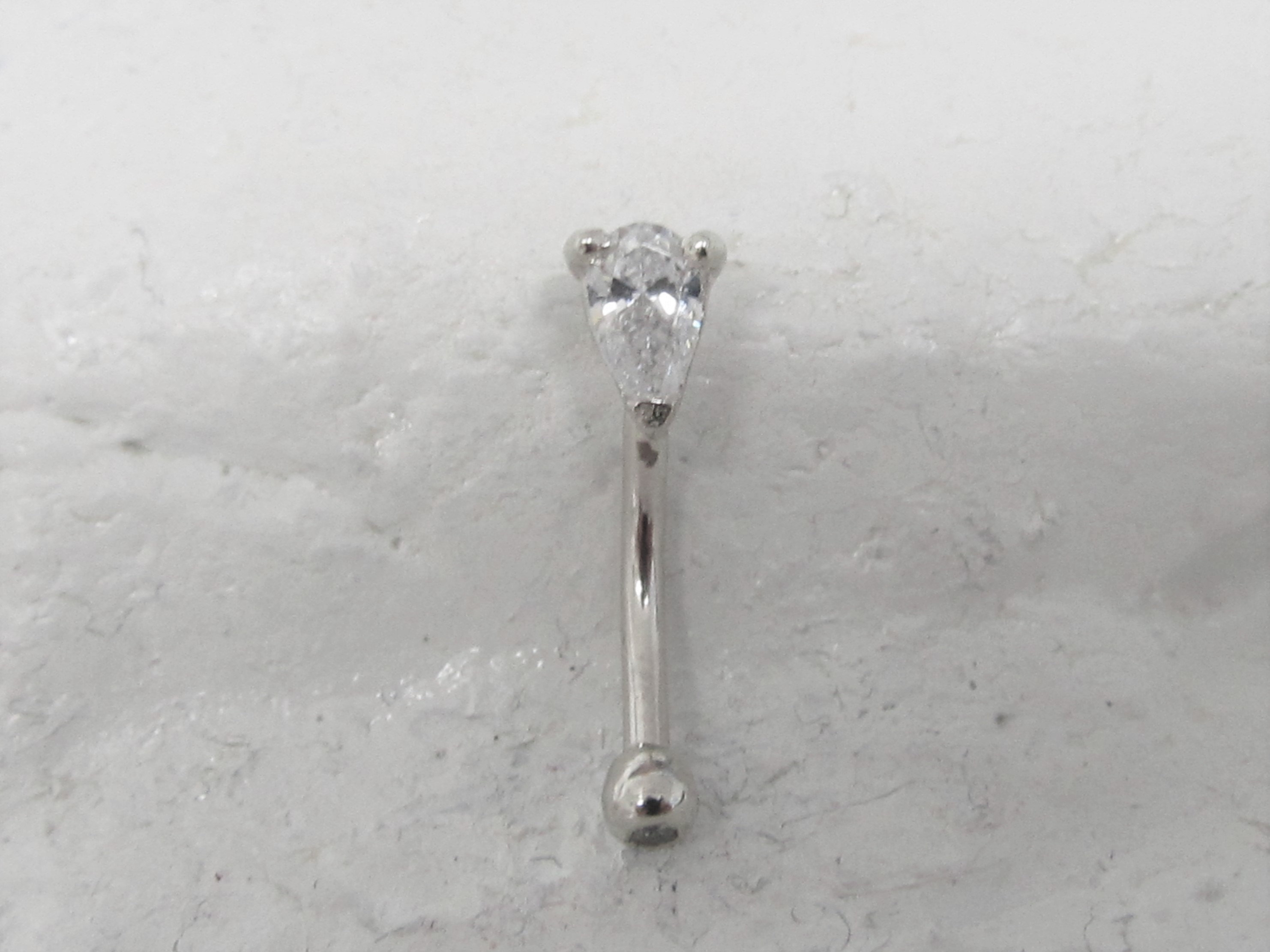 14k White Gold Rook Piercing Tear Drop Curved | Etsy