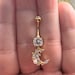 Golden Dangly 4 Cz's Long Belly Ring..14g..10mmb06g - Etsy
