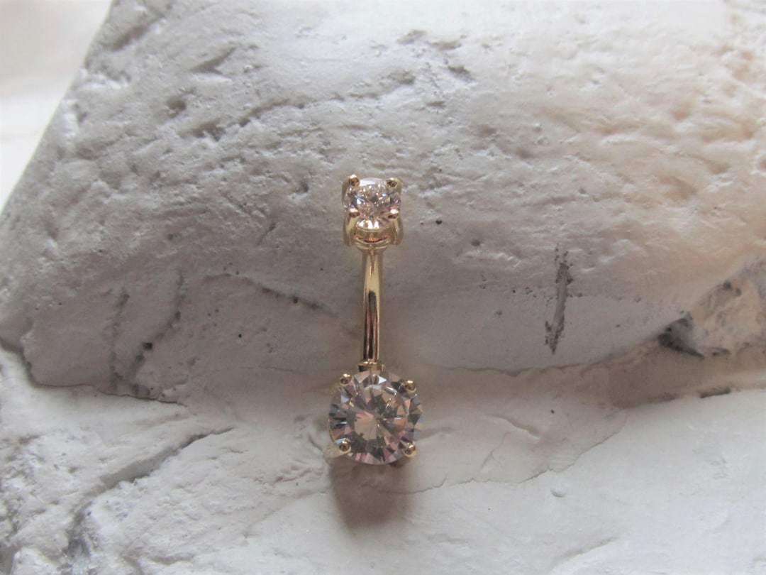 Gold Plated Prung Set Belly Ring..14g..10mm..(b15g) - Etsy