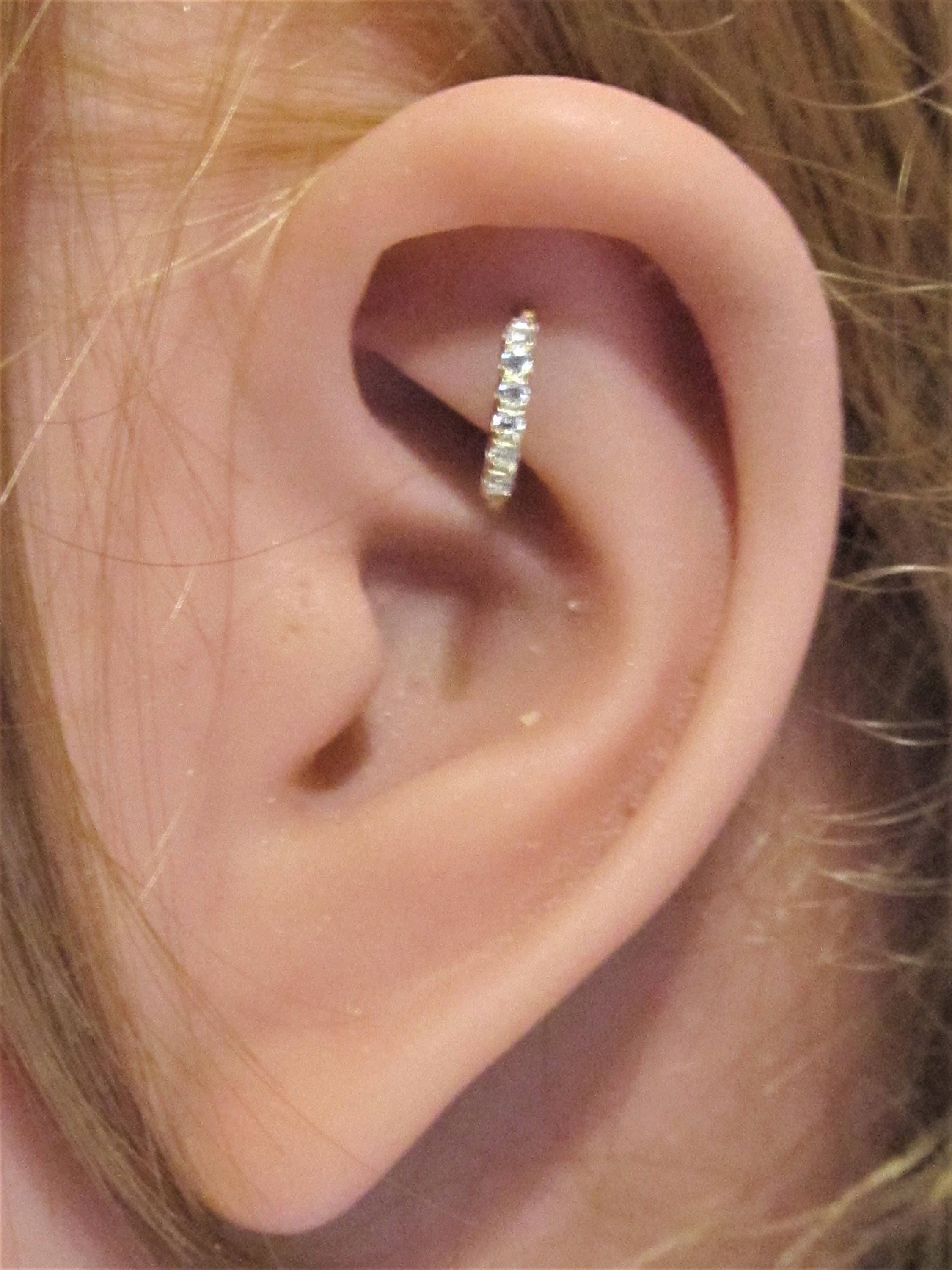 14k Solid Yellow Gold Ultimate Tragus Piercing Hoop | Etsy