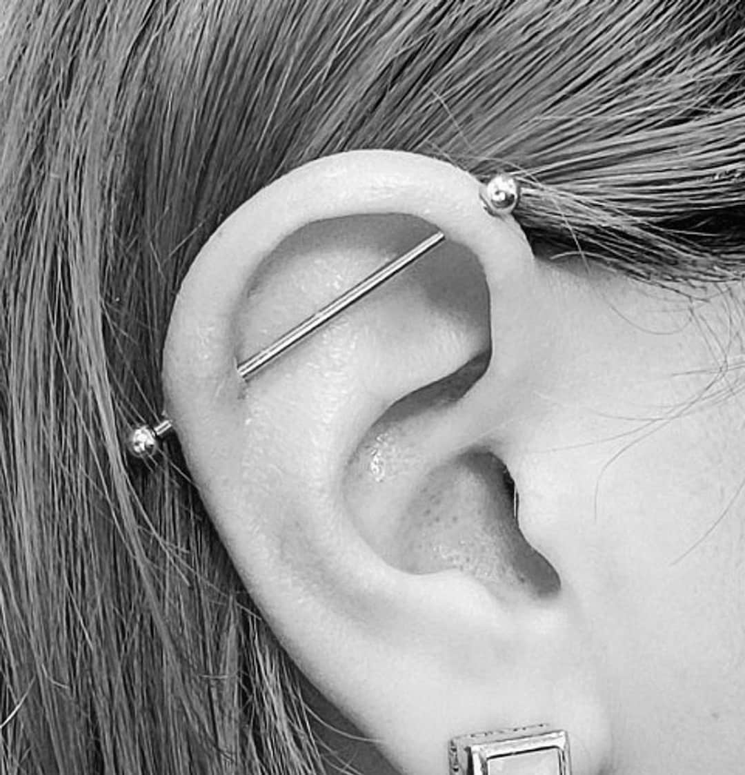 14k Solid White Gold Industrial Barbell..14g..32mm or 35mm,38mm - Etsy