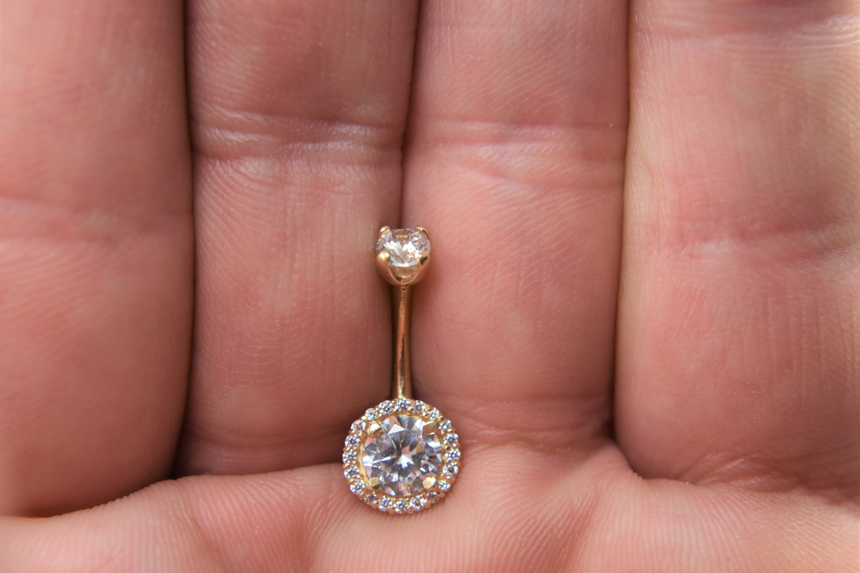 14k Solid Gold Multistone Belly Button Ring..internally Threaded..14g ...