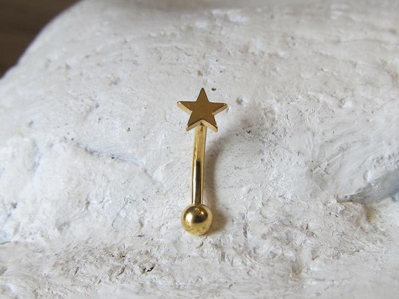 14k Solid Gold Turm Daith Stern Piercing Curved Barbell .16g .8 mm Etsy