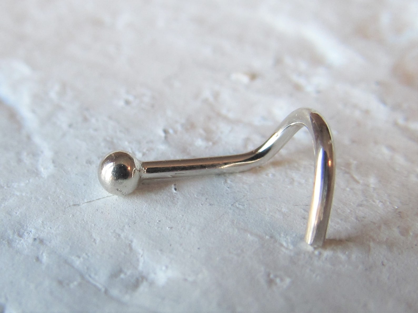 14k Solid White Gold Tiny Ball Nose Ring Stud..20g - Etsy
