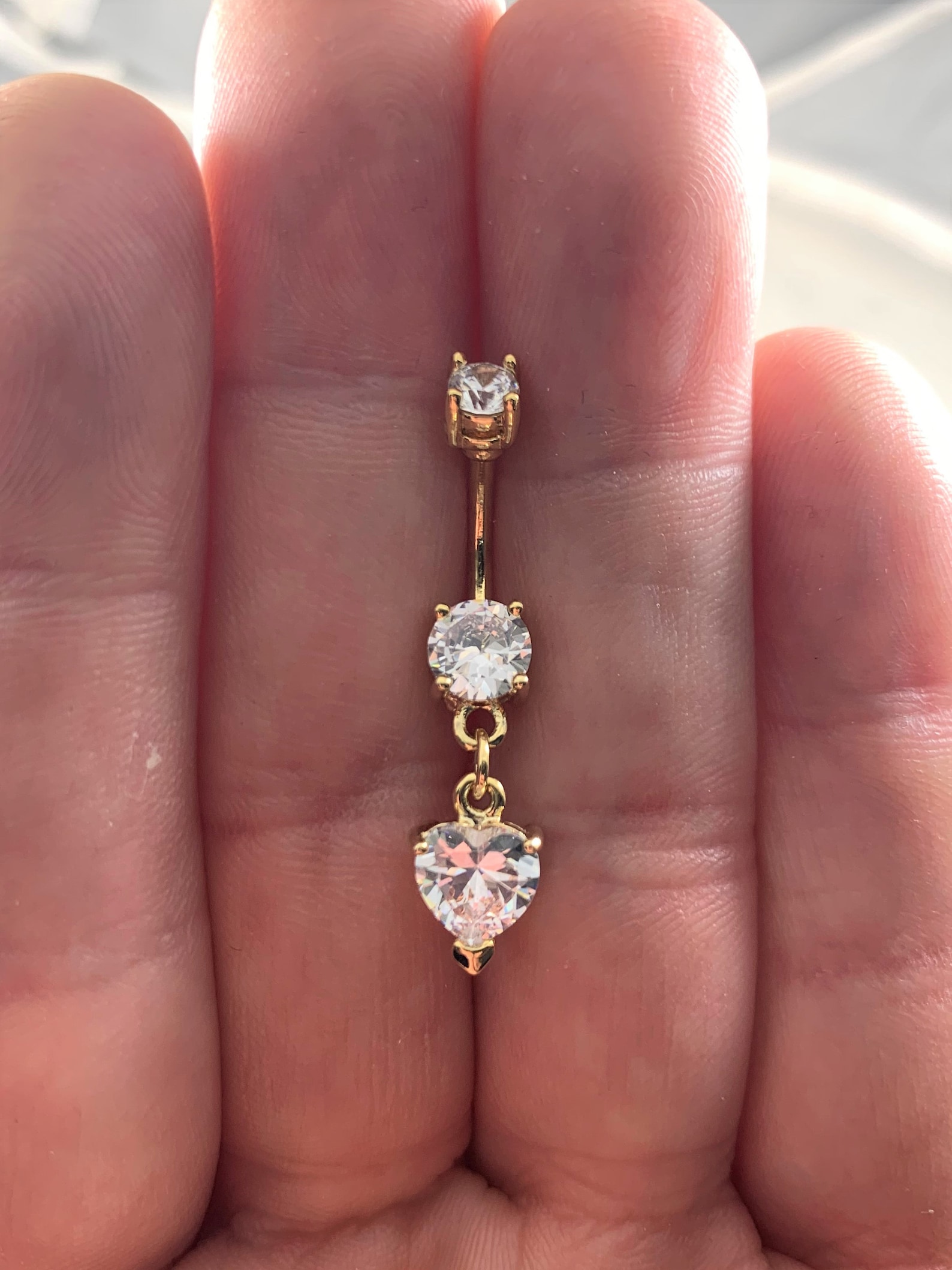 Golden Dangly Heart Prung Top Belly Ring..14g..10mm(b13g) - Etsy