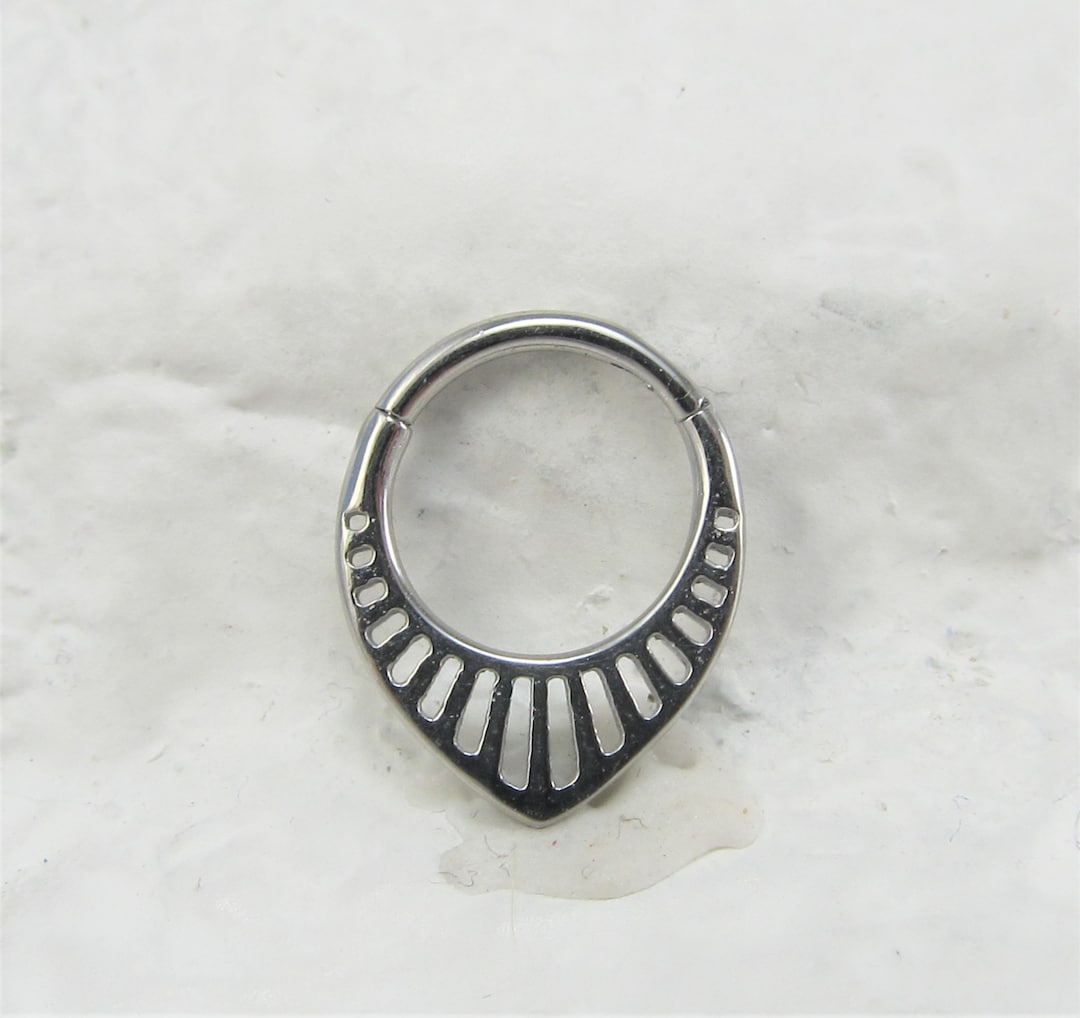 Septum,daith Rounded Teardrop Hinged Segment Ring..16g..8mm - Etsy