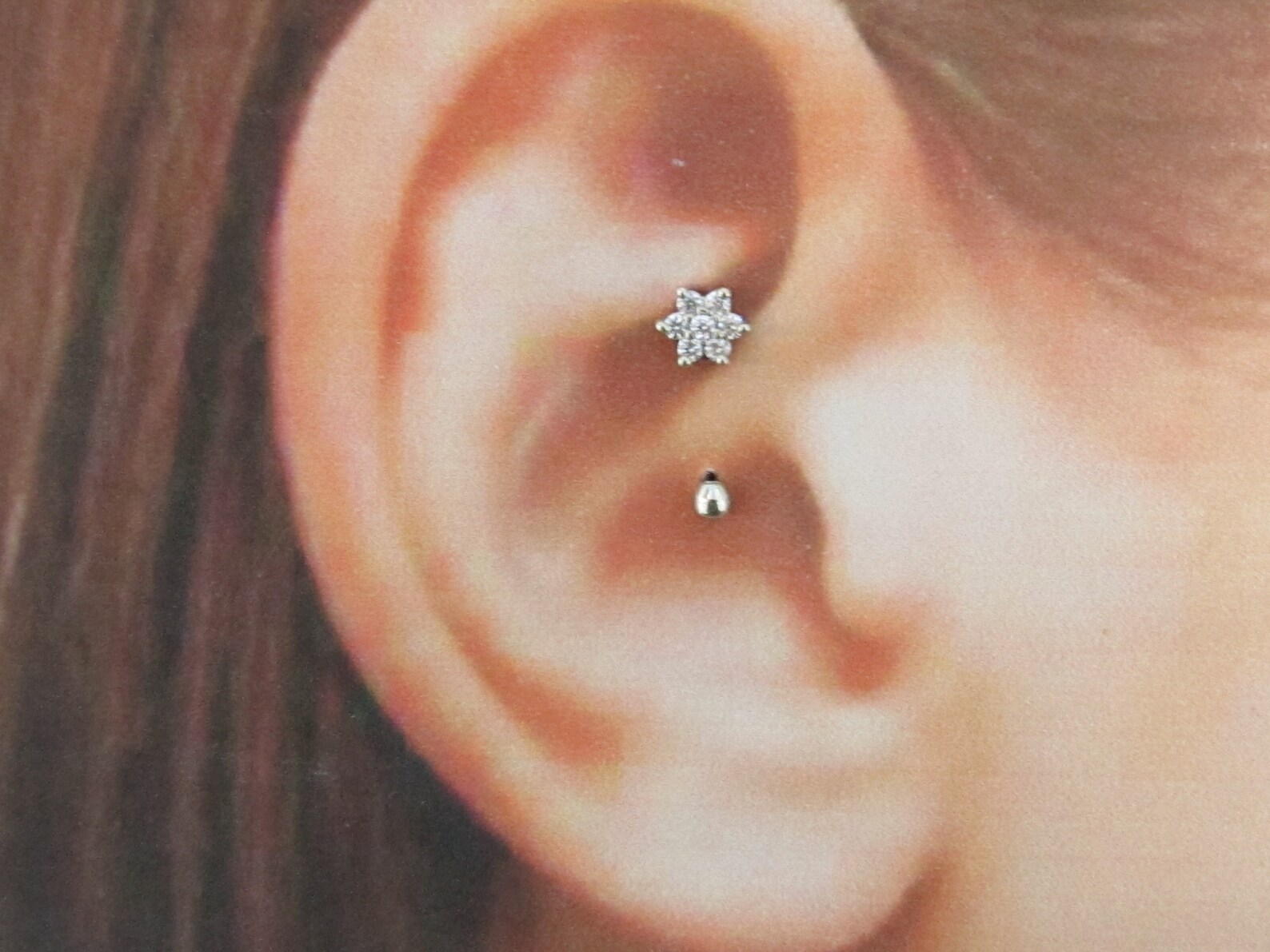 14k Solid White Gold Rook Piercingdaith Piercing Curved Prung - Etsy