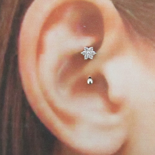 14k Solid Gold Daith Piercingdaithinternally Threaded Curved - Etsy